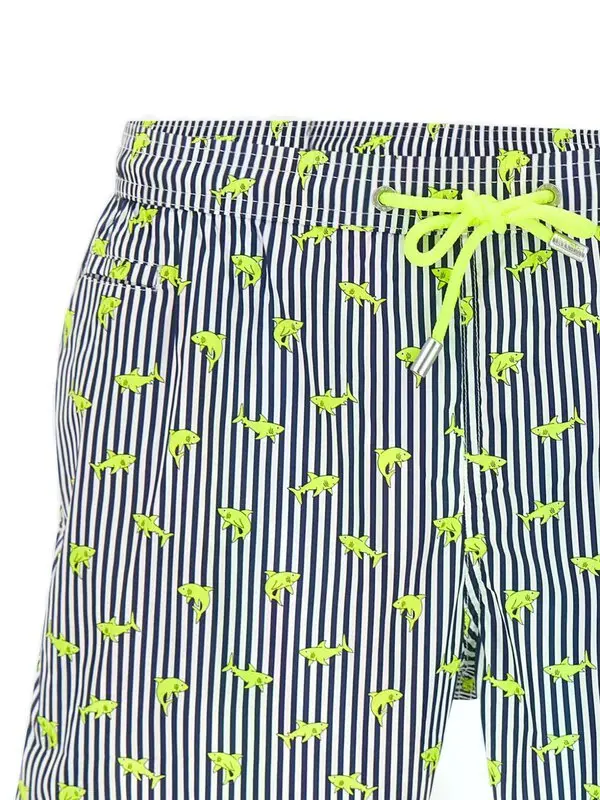 MC2 SAINT BARTH Lighting Shark-print Striped Swim Shorts