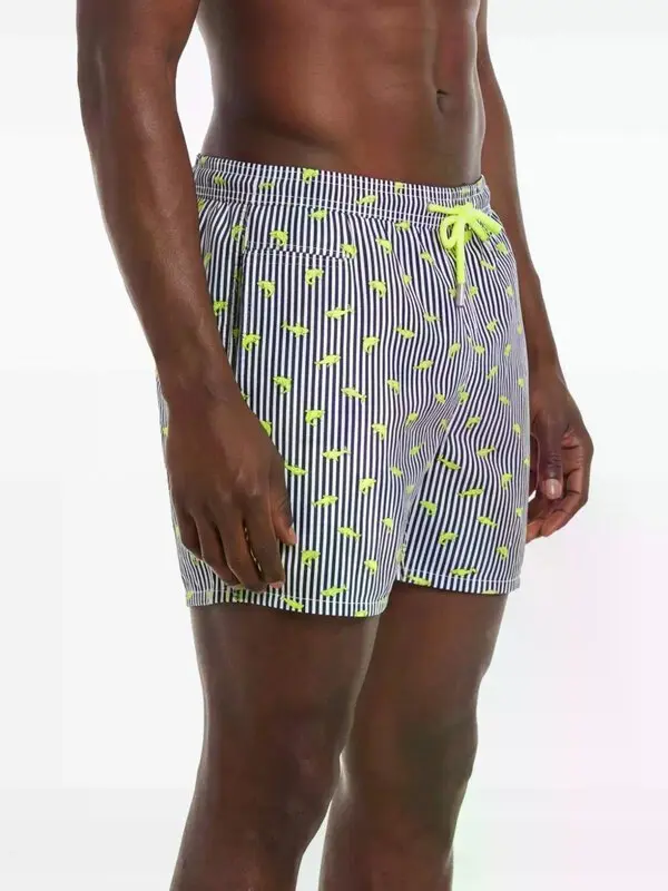 MC2 SAINT BARTH Lighting Shark-print Striped Swim Shorts - Blue