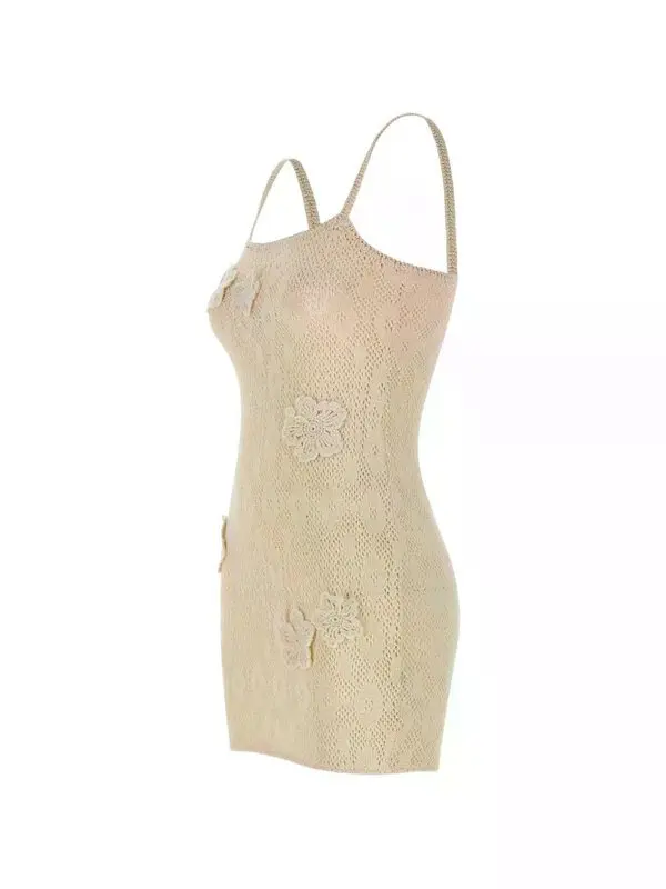 MC2 SAINT BARTH Crochet Flower Appliqué Mini Dress