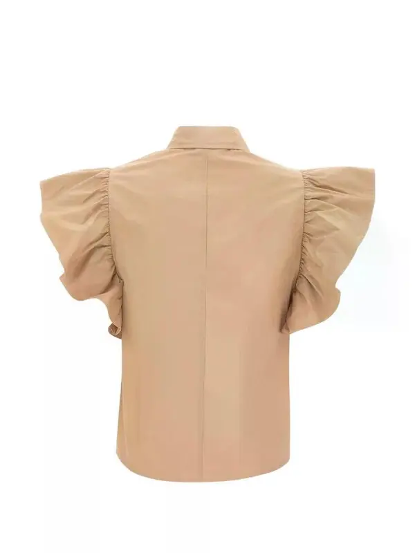 KAOS Cropped Ruffled Shirt - Brown