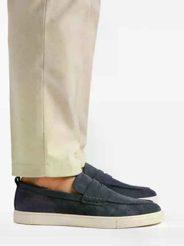 POCHE PARIS Suede Loafers With Penny Slot Detailing