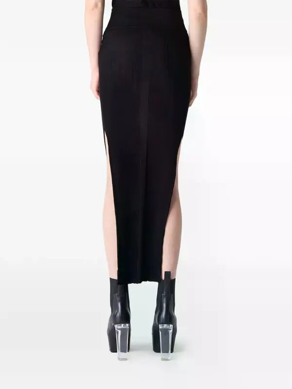 Rick Owens Ribbed Knit Side-slit Skirt