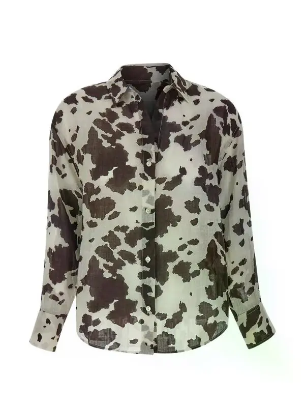 MC2 SAINT BARTH Cristal Cow-print Ramie Shirt