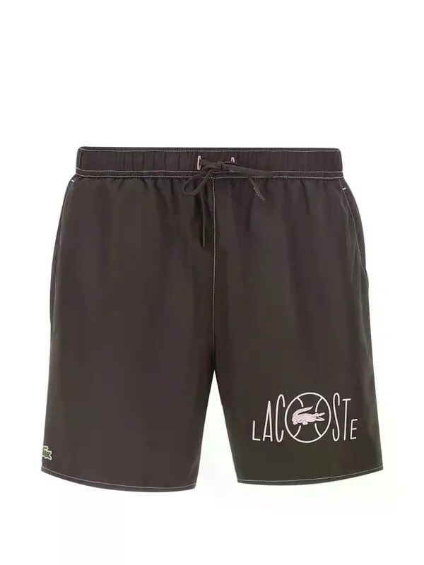Lacoste Logo Print Drawstring Swim Shorts