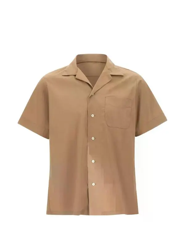 PERFECTION Short-sleeved Chest-pocket Shirt - Brown