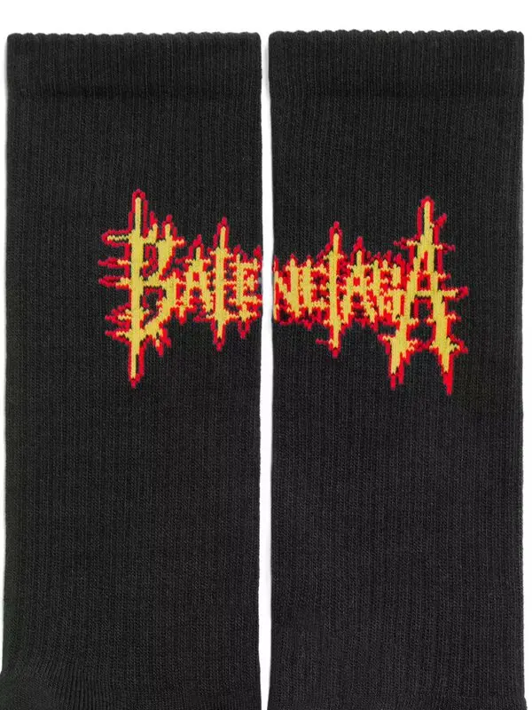 Balenciaga Logo-intarsia Ribbed-knit Socks