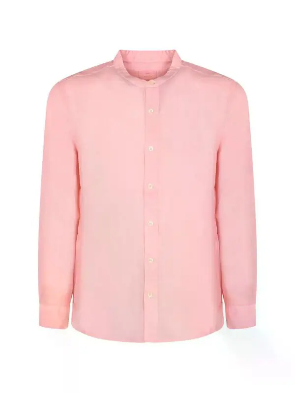 120% Lino Band-collar Long-sleeve Shirt