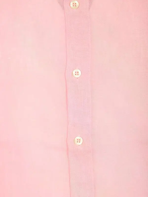 120% Lino Band-collar Long-sleeve Shirt