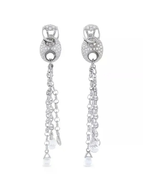 Gucci Horsebit Diamond And White Topaz Earrings In 18k White Gold