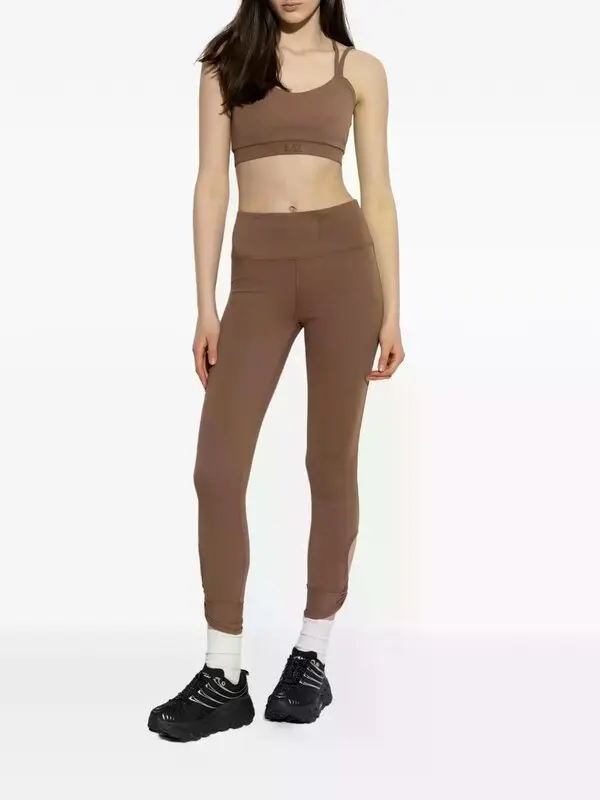 EA7 Cut-out Twisted-detail Leggings - Brown