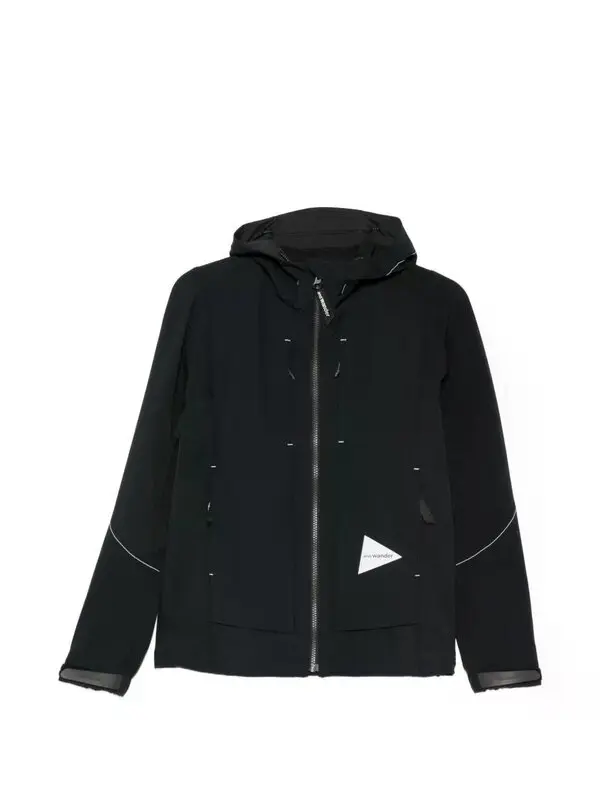AND WANDER Contrast-stitch Hooded Jacket - Black
