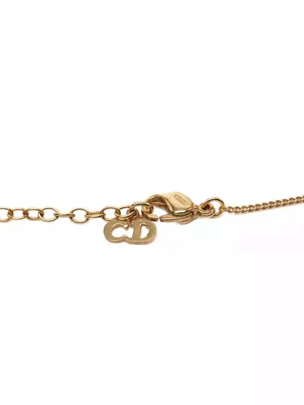Dior Plated Logo Round Pendant Necklace - Gold