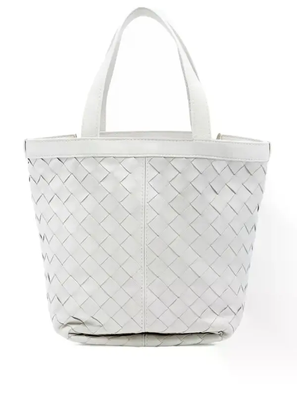 Bottega Veneta Small Nappa Intrecciato Flip Flap Tote Bag - White