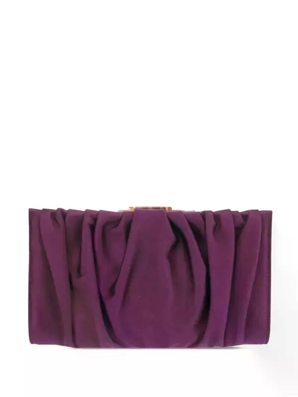 FERRAGAMO 2010-2026 Satin Gancini Clutch With Chain Shoulder Bag
