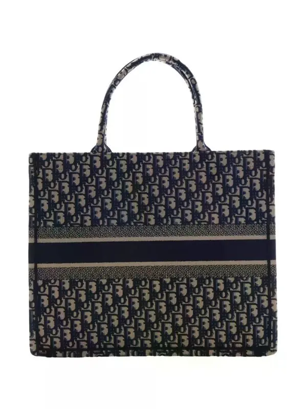 Dior Large Oblique Embroidered Canvas Book Tote Bag