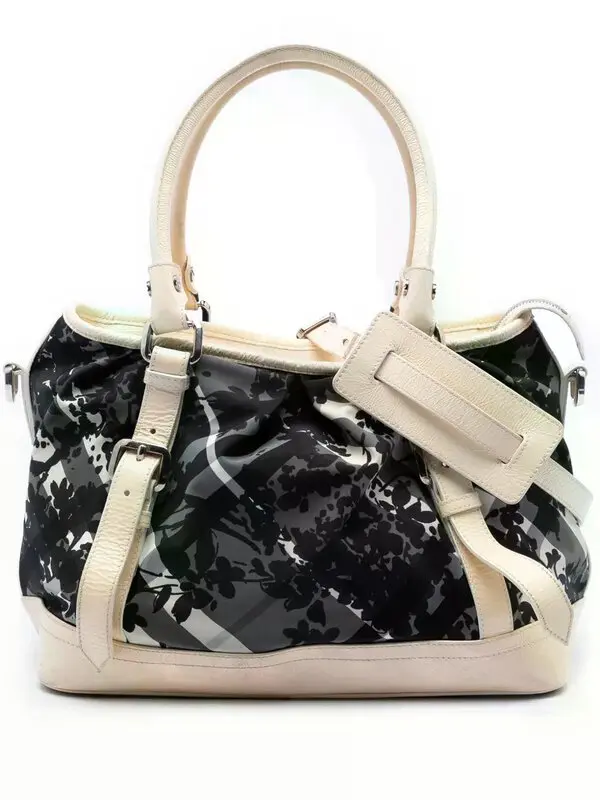 Burberry Nylon And Patent Leather Satchel - Grey