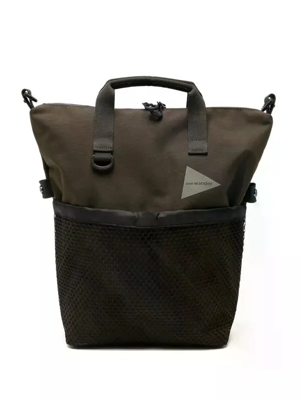 AND WANDER Mesh-panelled Shoulder Bag - Green