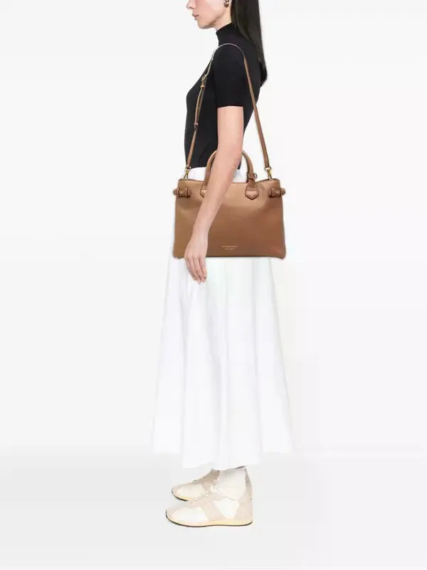 Burberry Medium Leather And House Check Banner Satchel