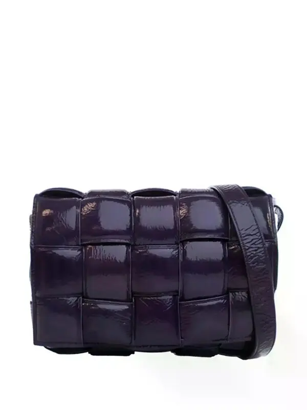 Bottega Veneta Patent Intrecciato Padded Cassette Crossbody Bag - Purple