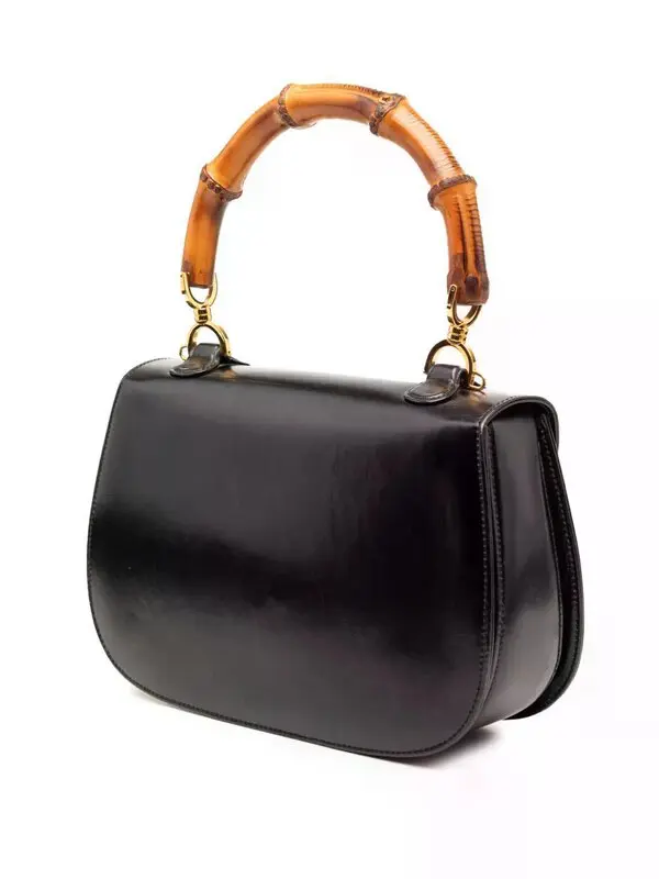 Gucci Calfskin Bamboo Night Satchel - Black