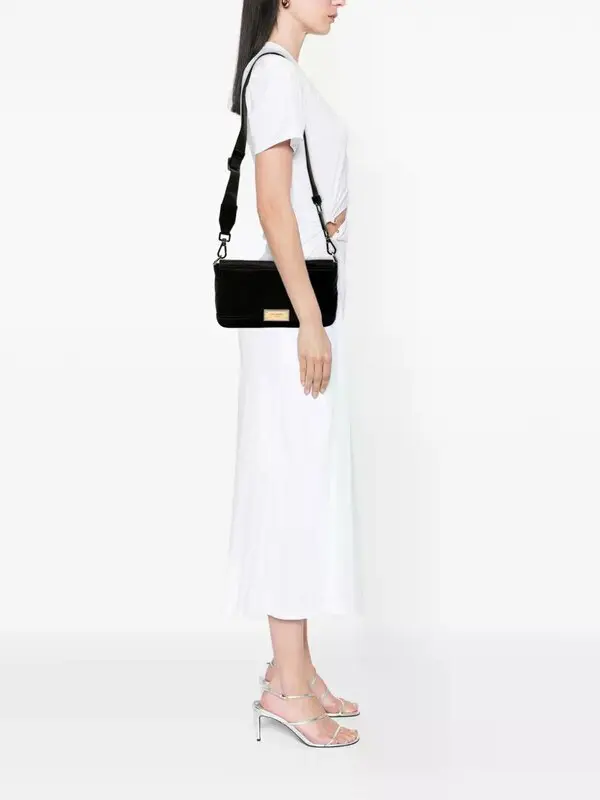 Dolce & Gabbana Nylon Logo Plaque Messenger Bag - Black