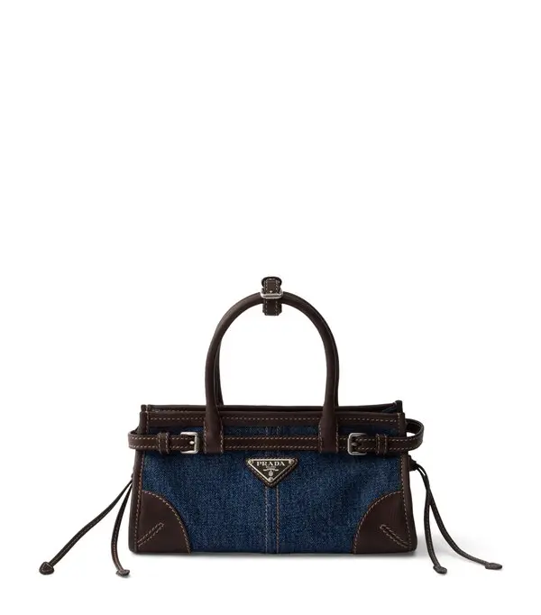 Prada Bonnie Small Denim Shoulder Bag - Blue