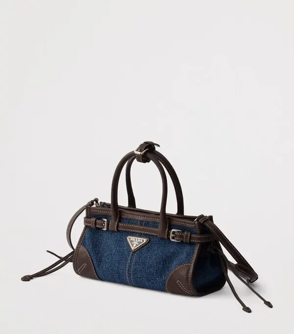 Prada Bonnie Small Denim Shoulder Bag - Blue