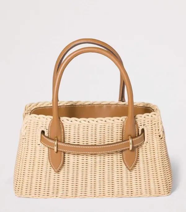Miu Miu Wicker And Leather Top-handle Bag