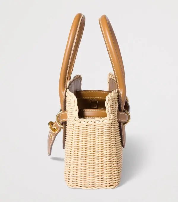 Miu Miu Wicker And Leather Top-handle Bag
