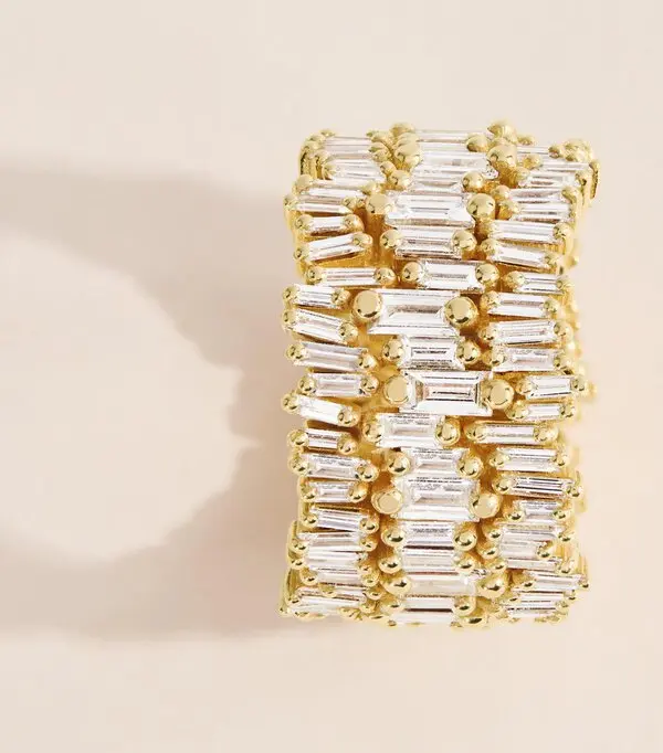 SUZANNE KALAN 18k Yellow Baguette Diamond Stacked Ring