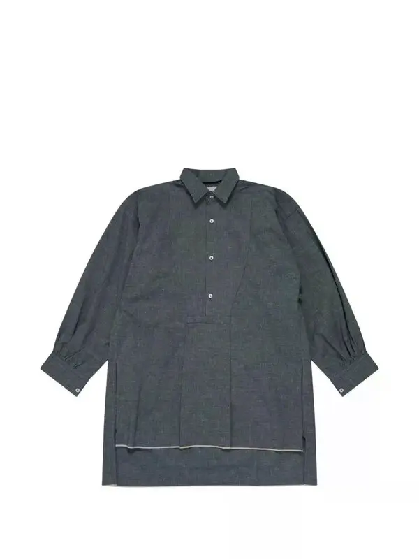 SETCHU Pleated Bib Long Sleeve Shirt - Grey