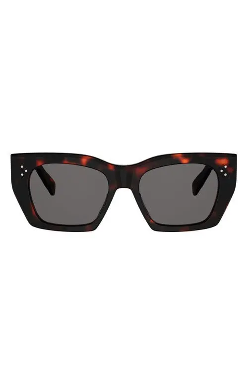 Celine Square Frame Sunglasses With Temple Detail - Dark Havana/smoke