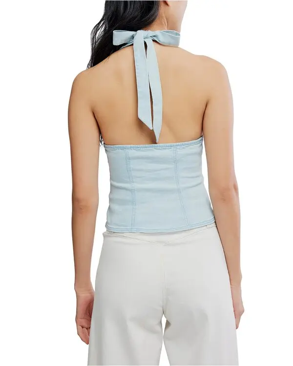 Free People Ramona Denim Halter Top