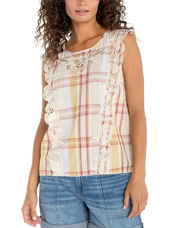 LIVERPOOL Embroidered Dolman Cap Sleeve Top - Gold Mauve Multi