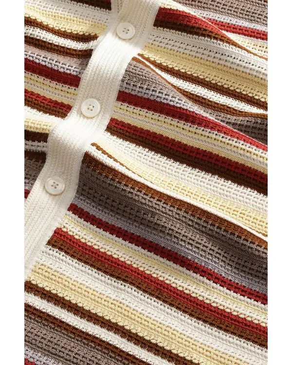 Nn07 Striped Crochet Polo Cardigan