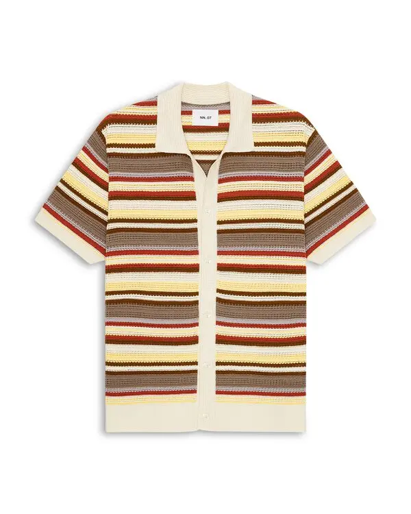 Nn07 Striped Crochet Polo Cardigan