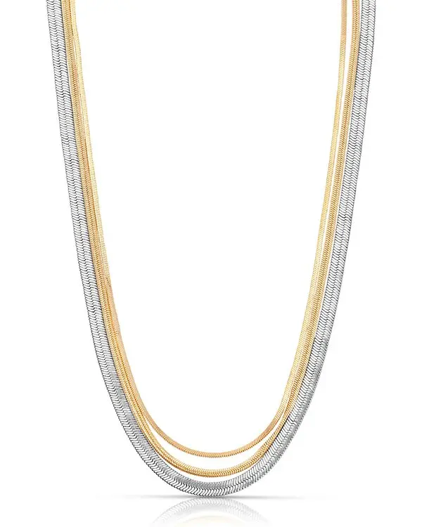 Ettika Mixed Metal Layered Necklace - Rhodium