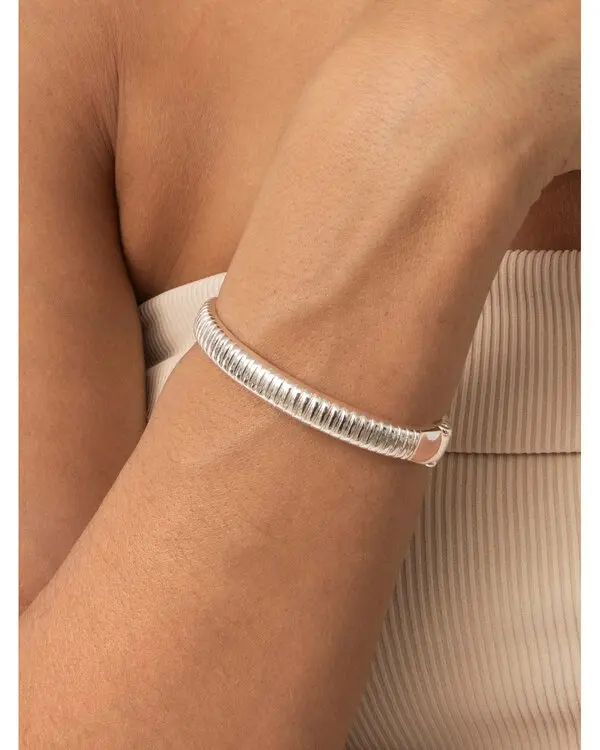 Ettika Ribbed Bangle Bracelet - Silver