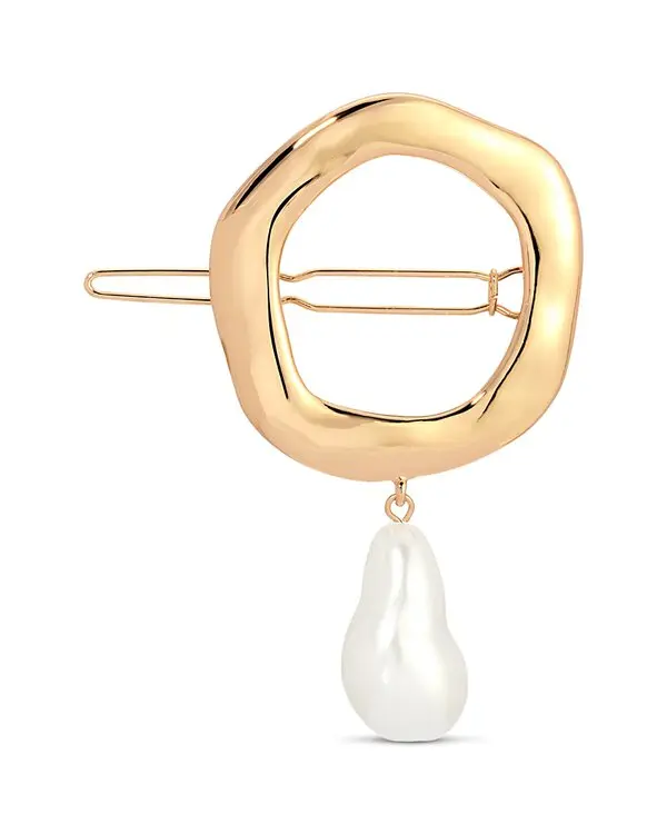 Ettika Open Circle Imitation Pearl Barrette - Gold