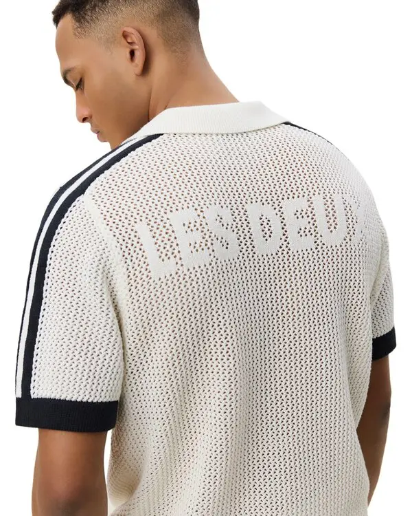 LES DEUX Logo Grid Knitted Polo