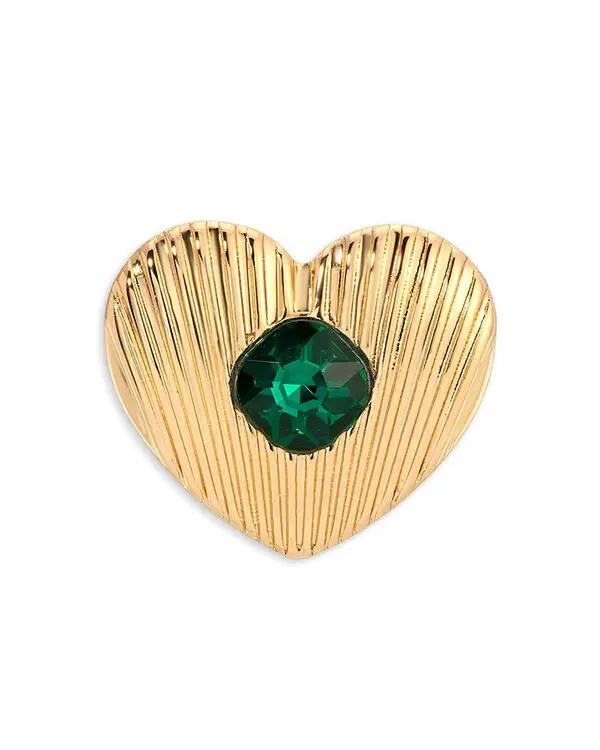 Ettika Heart Shaped Pin With Stone - Emerald