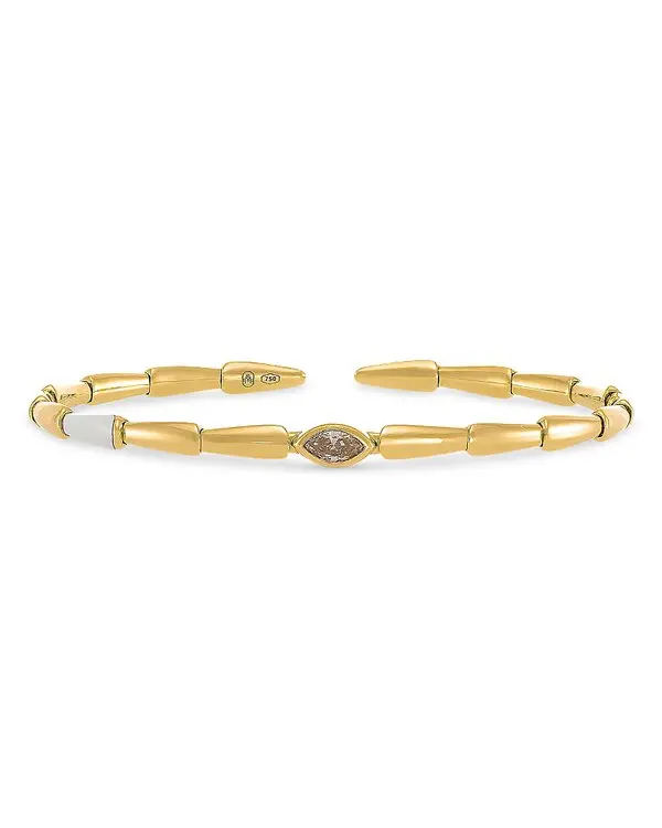 Etho Maria 18k Yellow Diamond And Ceramic Cuff Bracelet - Gold
