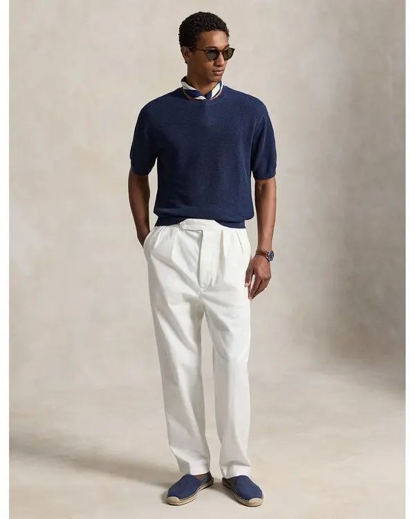 Polo Ralph Lauren Pique Knit Linen Short-sleeve Sweater