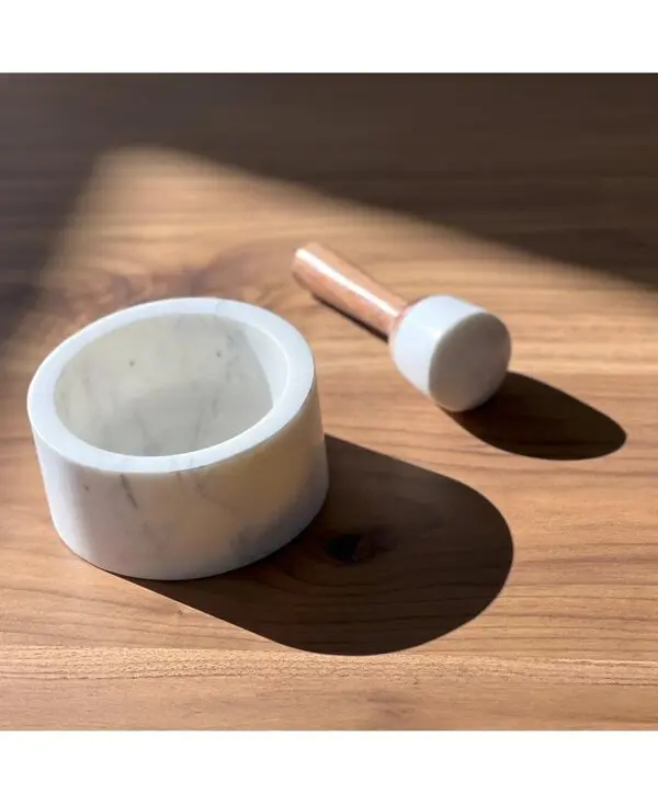 VERVE CULTURE Marble And Wood Mortar & Pestle