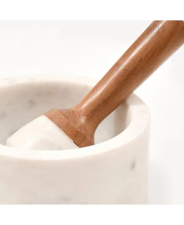 VERVE CULTURE Marble And Wood Mortar & Pestle