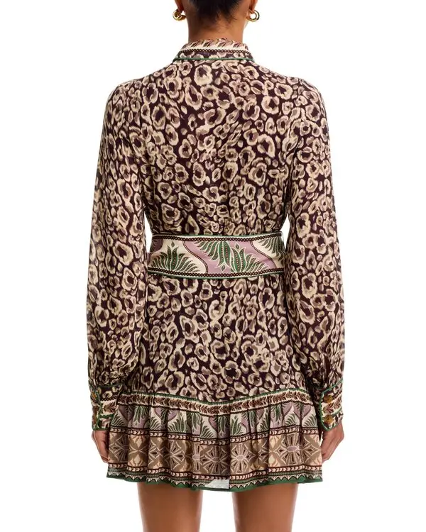 Farm Rio Leopard Print Belted Mini Dress
