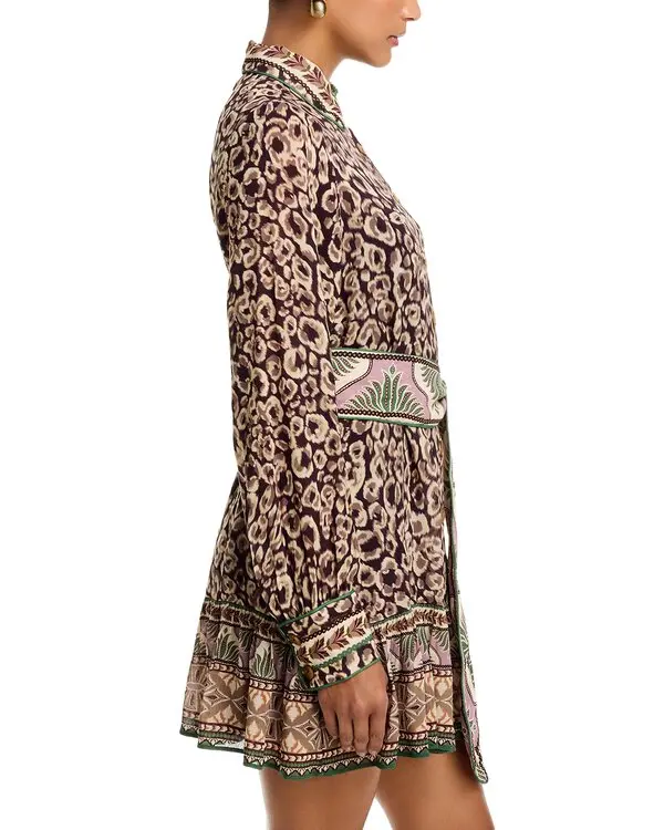 Farm Rio Leopard Print Belted Mini Dress
