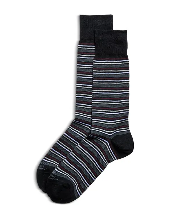 MARCOLIANI MILANO Torino Stripe Crew Socks - Charcoal