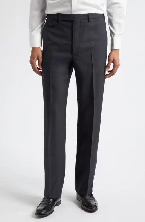 J. MUESER Waverly High Twist Virgin Wool Trousers - Charcoal