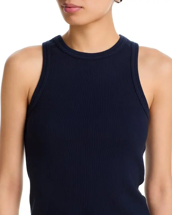 PERFECTWHITETEE Daphne Ribbed High Neck Tank - Navy